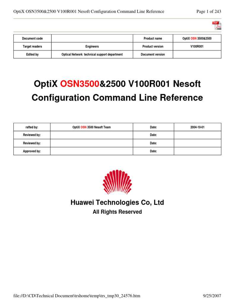 OptiX OSN3500&2500 CLI Guide | PDF | Parameter (Computer Programming) | Command Line Interface