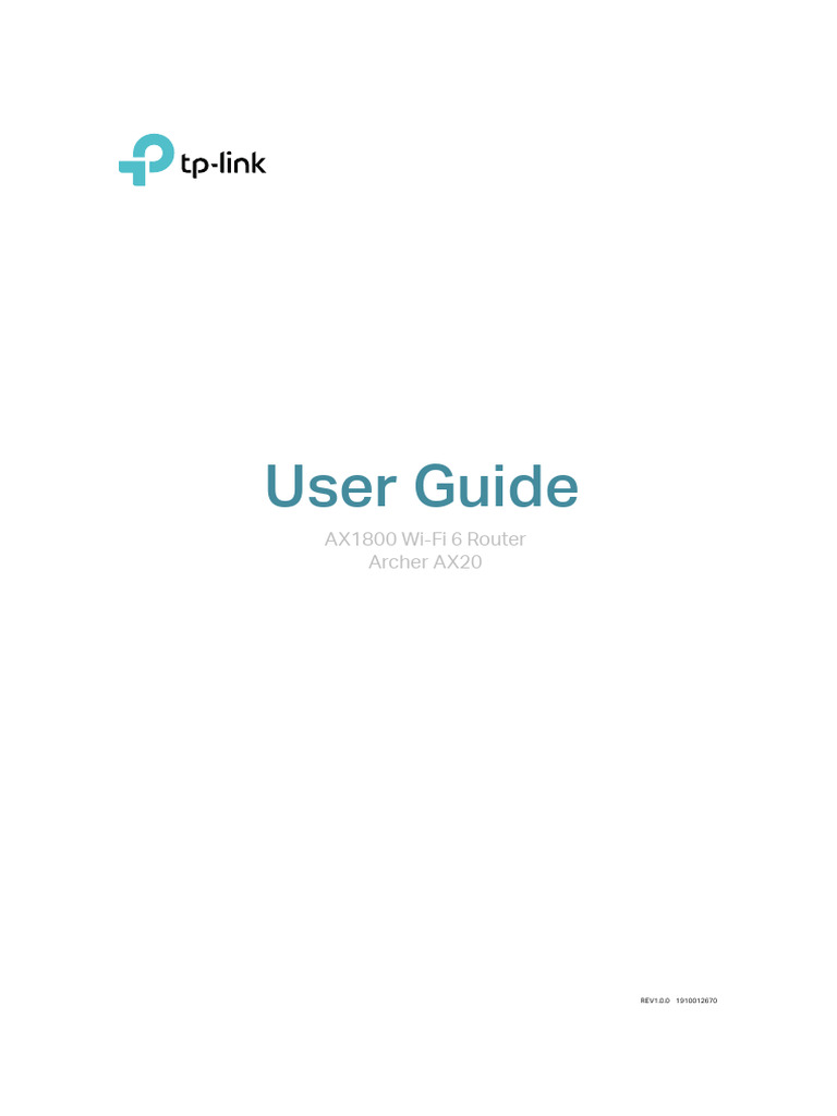 TP-Link AX1800 Dual Band WiFi 6 Router User Guide | Download Free PDF | Wi Fi | Computer Network