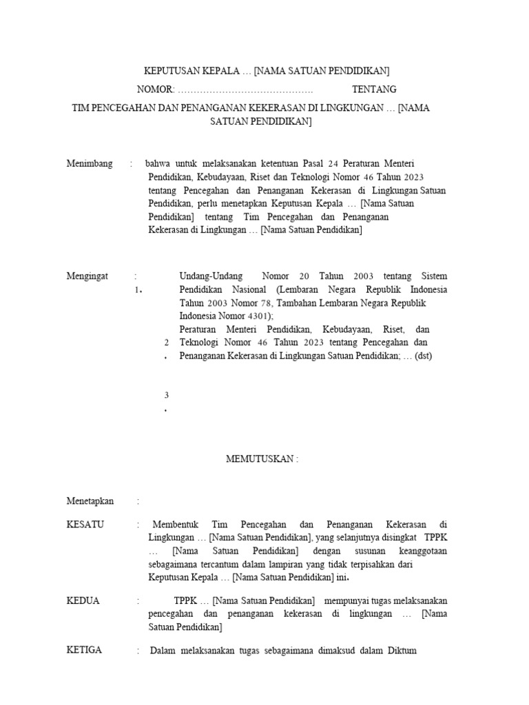 Contoh SK TPPK-SP | PDF