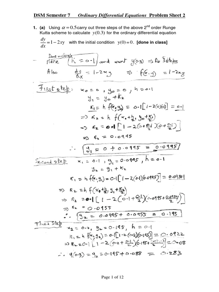 Solutions To A Problem Sheet Related To Dynamic Systems Modelling | PDF ...