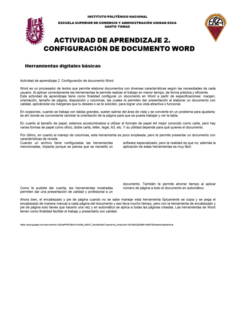 Configuracion de Documento Word. | PDF | Microsoft Word | Aprendizaje