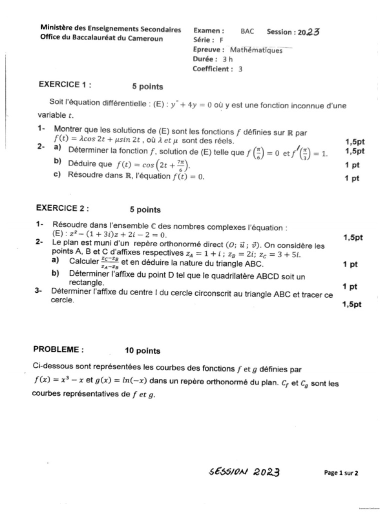 Bac F 2023 | PDF