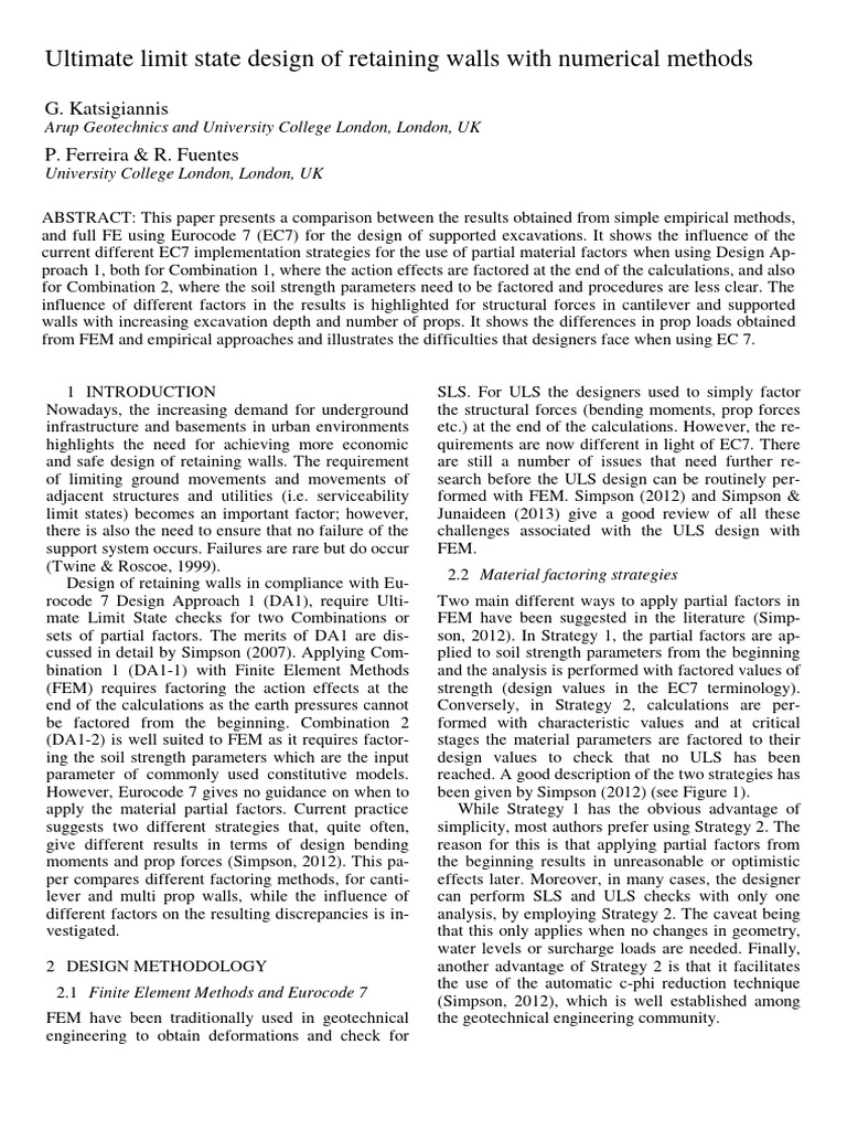 Ultimate Limit State Design of Retaining Walls With Numerical Methods | PDF | Finite Element ...