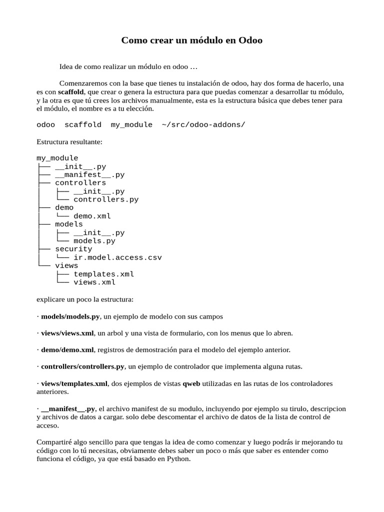 Módulo Odoo | PDF | Archivo de computadora | Python (lenguaje de programación)