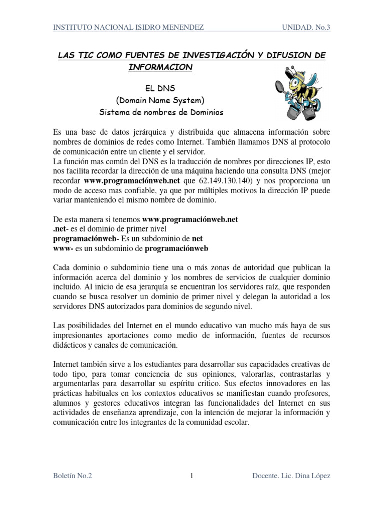 El DNS | PDF | Protocolo de transferencia de archivos | sistema de nombres de dominio