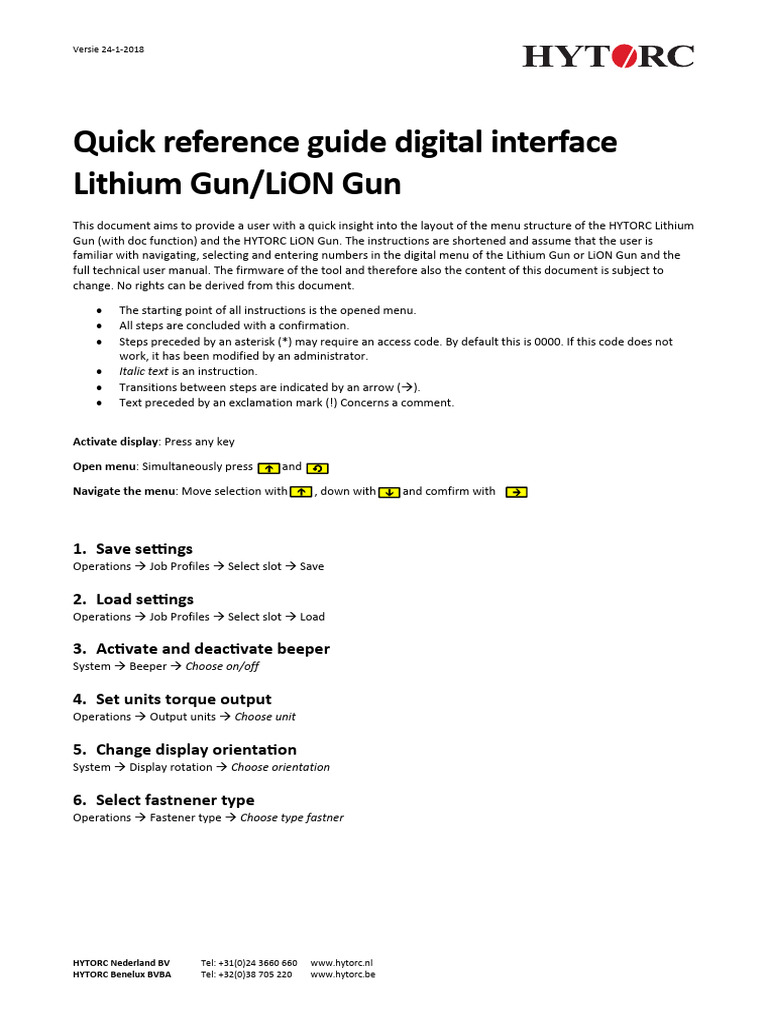 Quick Reference Guide Lithium Gun - LION Gun - EN | PDF | Menu (Computing) | Computer Architecture