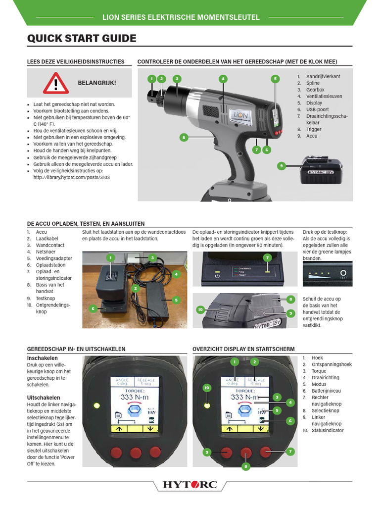 Quick Start Guide - Hytorc Lion Gun - NL | PDF