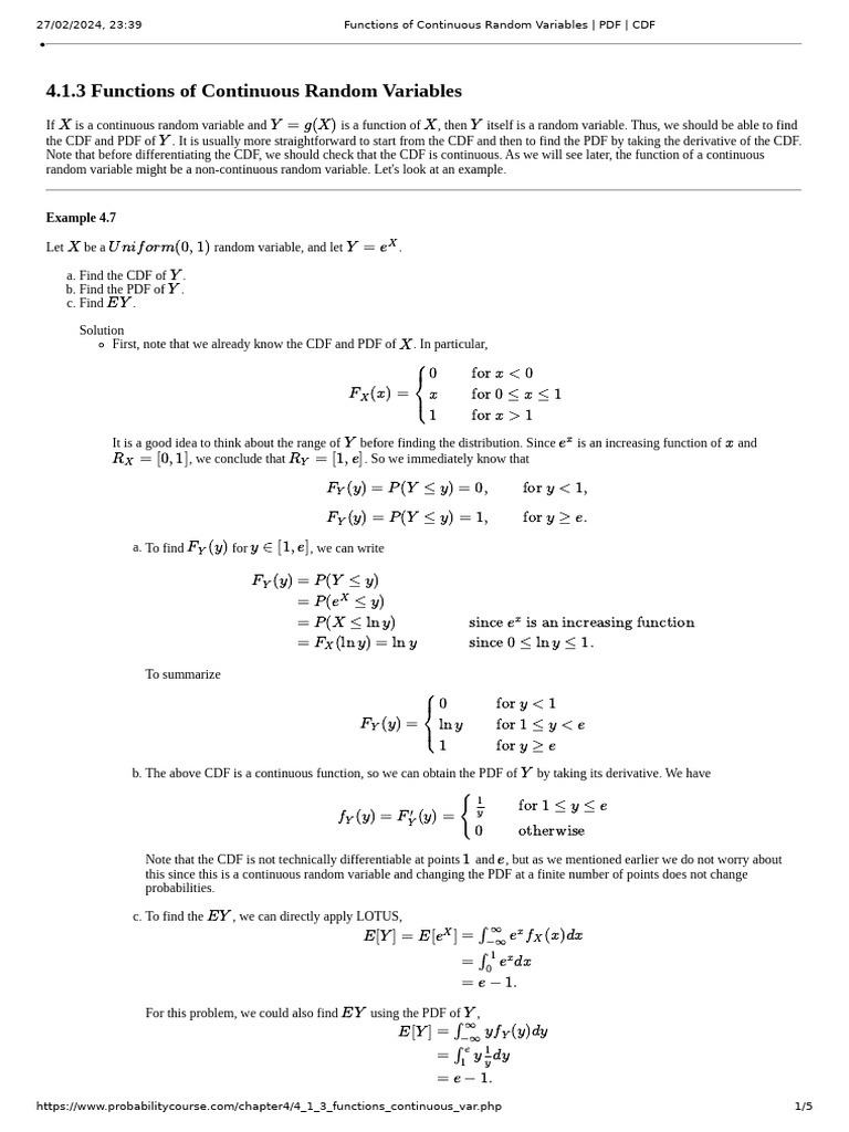 CDF and PDF Relationships Explained | PDF | Probability Density ...