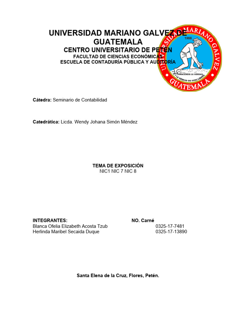 Exposicion Nic 1 Nic 7 Nic 9 | PDF | normas internacionales de INFORMACION FINANCIERA | Contabilidad