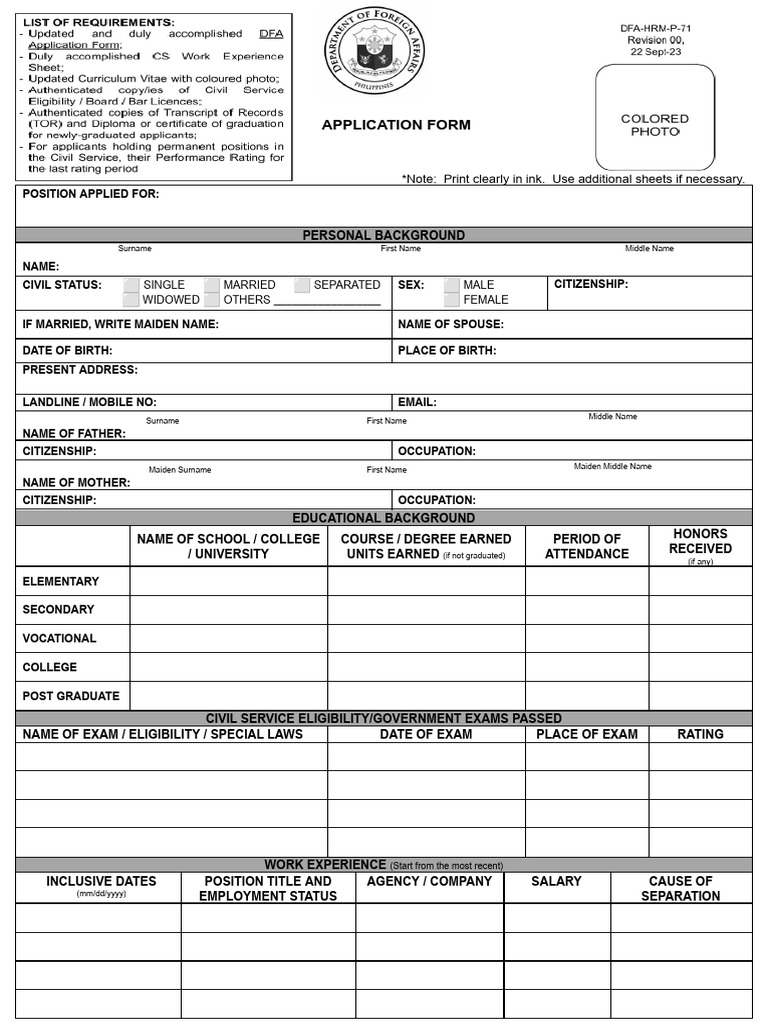 DFA Application Form For FSSO and FSSE Applicants | PDF | Justice ...