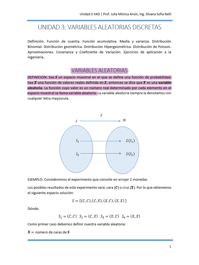 Unidad 3 VAD-Apunte Rayado | Descargar gratis PDF | Variable aleatoria | Distribución de ...
