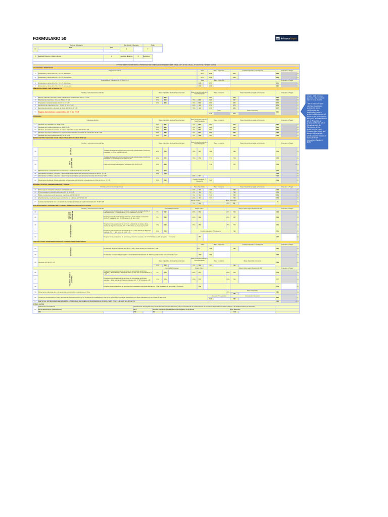 Formulario 50: Regalías Improductivas o Prescindibles Art. 59 Inc. 1 ...