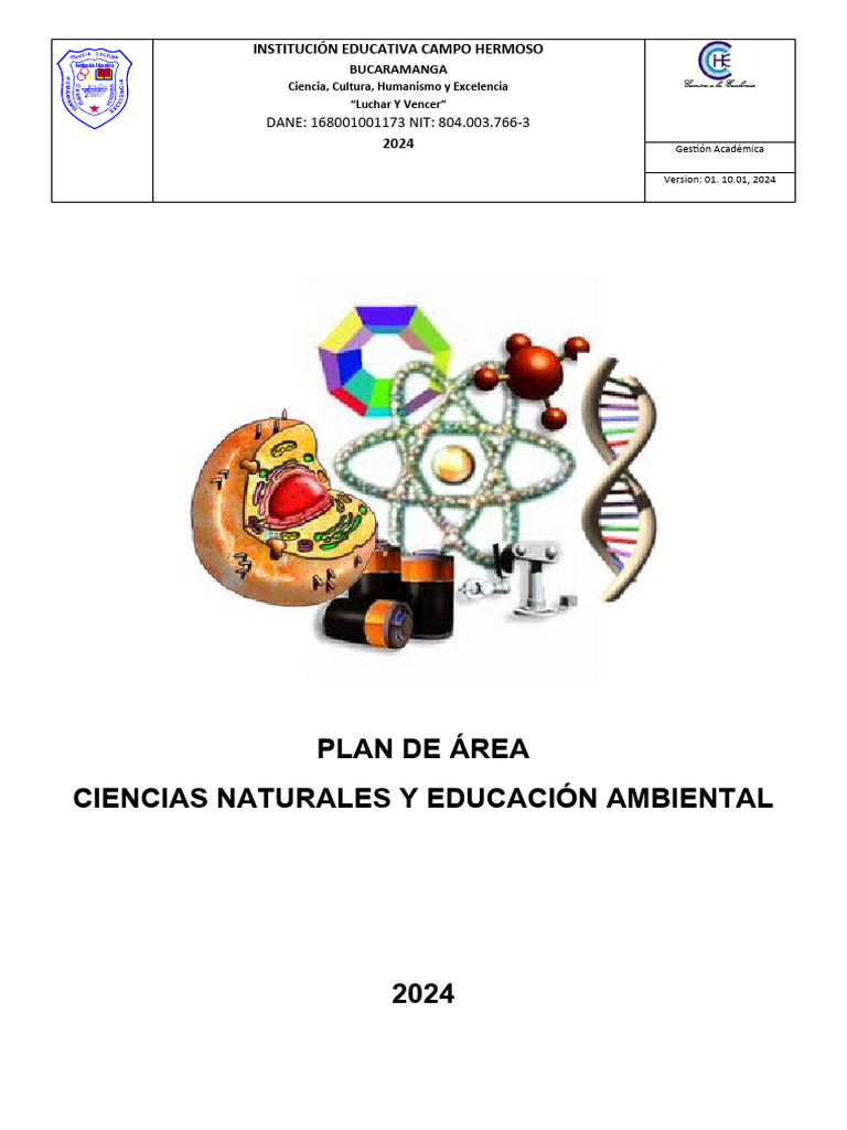 Plan De área Ciencias Naturales Campo Hermoso 2024 Actualizado