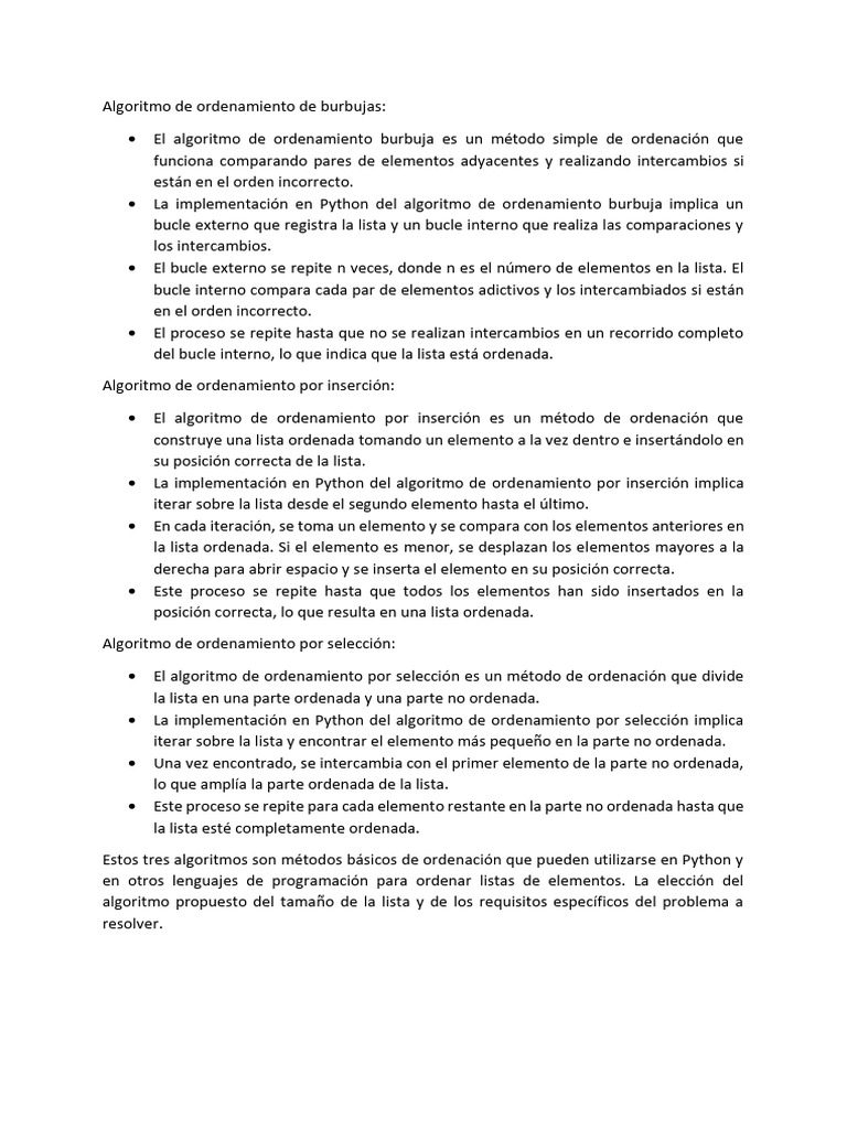 Algoritmos de Ordenamiento | PDF | Algoritmos | Python (lenguaje de ...