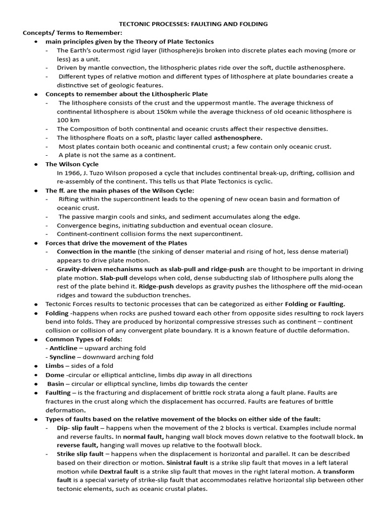 Faulting and Folding Concept Sheet | PDF | Fault (Geology) | Plate ...