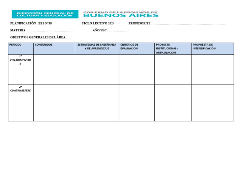 Modelo de Planificación 2024 Actualizada | PDF
