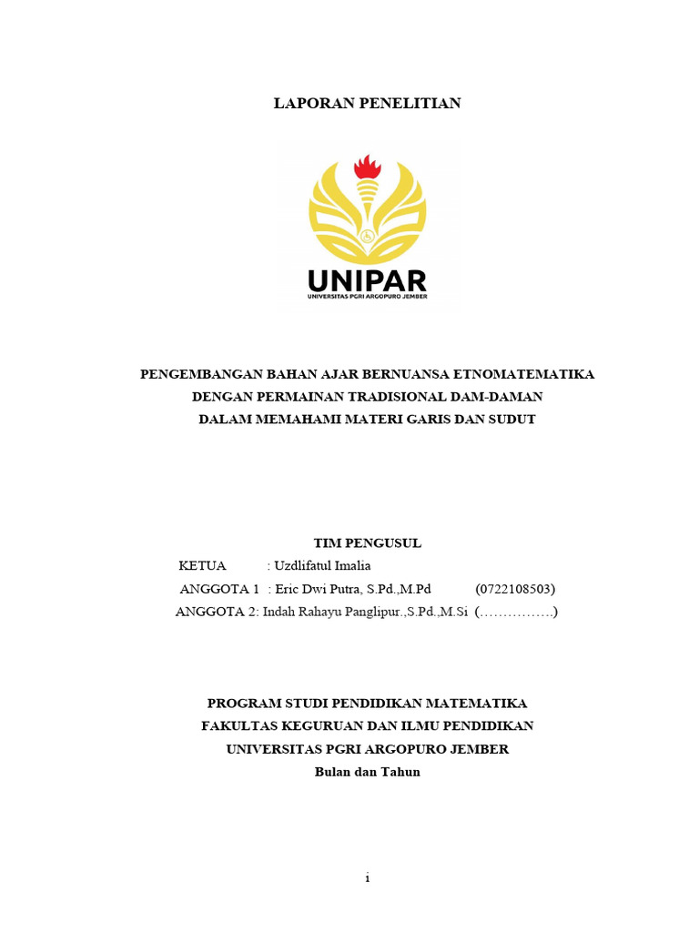 Pengembangan Bahan Ajar Bernuansa Etnomatematika Dengan Permainan Tradisional Dam-Daman Dalam ...