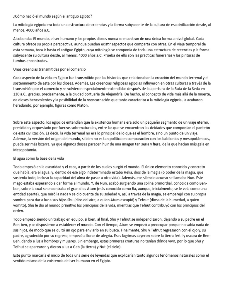 Origen del universo en la cultura egipcia | PDF | Mitología griega ...