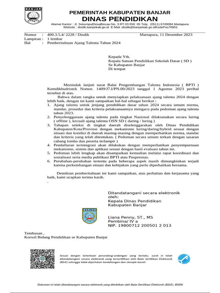 Surat Talenta 2024 | PDF | Pengelolaan Keuangan & Uang