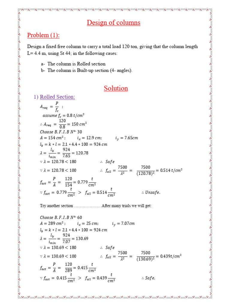 Design of Columns - Solved Examples | PDF