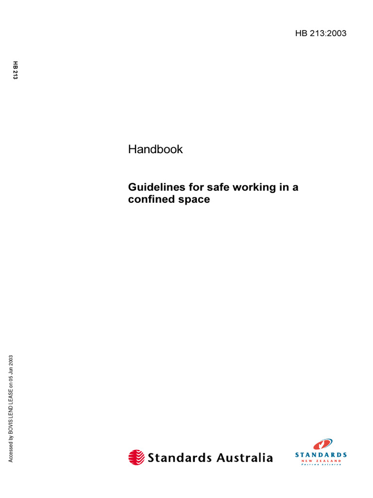 HB 213 2003 Guidelines For Working in A Confined Space | PDF ...
