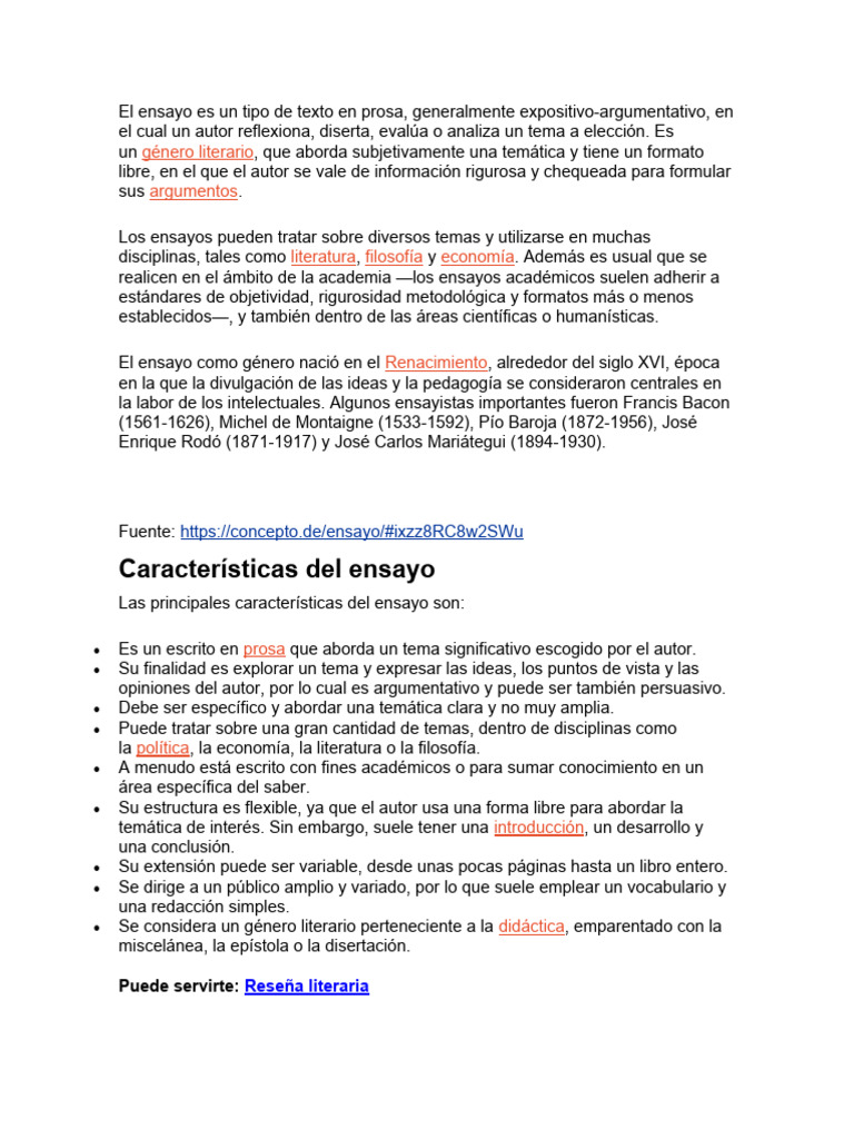 El Ensayo Es Un Tipo de Texto en Prosa | PDF | Ensayos | Science