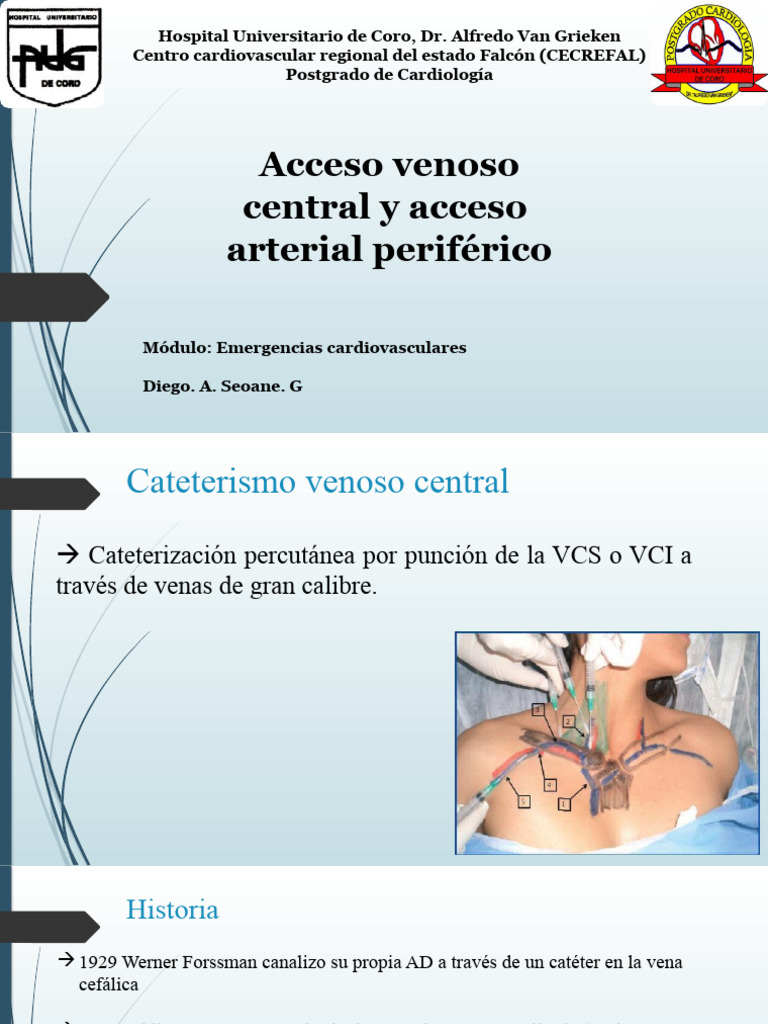Acceso Venoso Central | PDF | Medicina CLINICA | Especialidades Medicas