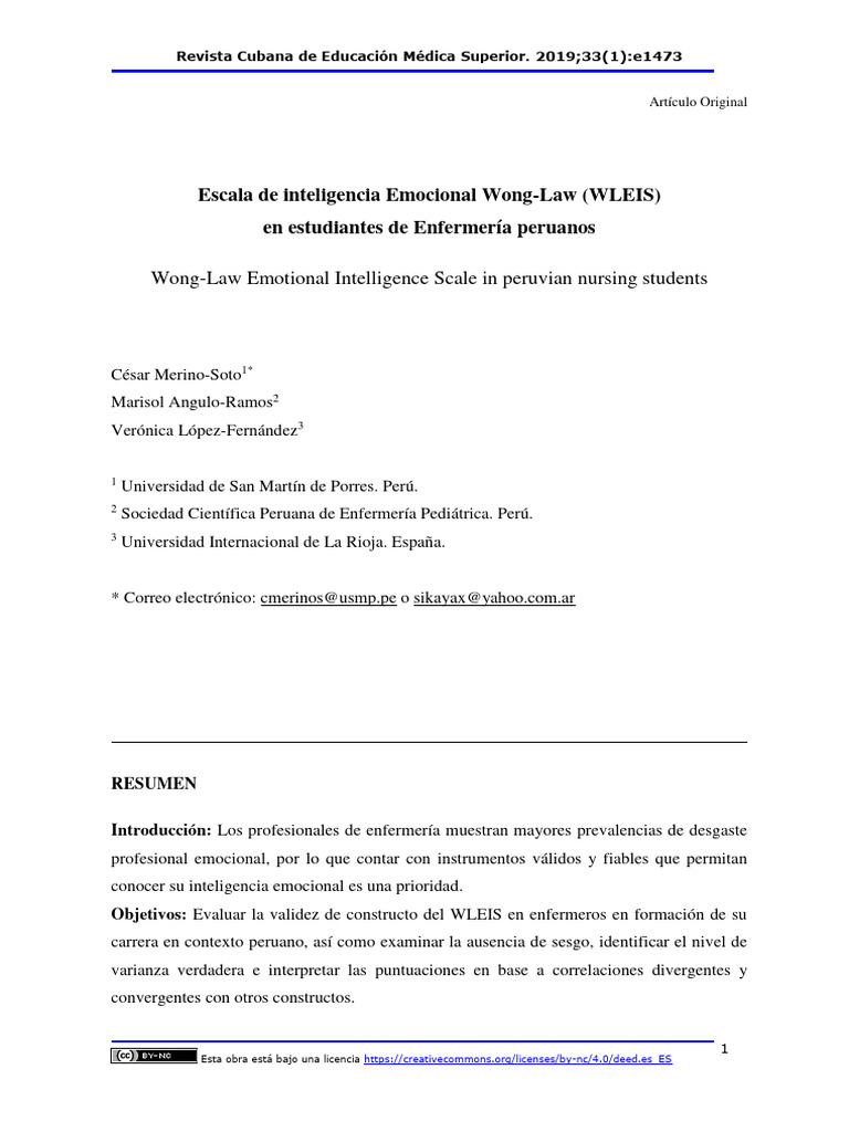 Escala de Inteligencia Emocional Wong-Law (WLEIS) | PDF | Las emociones ...