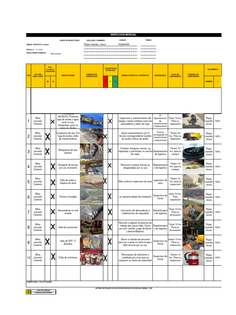 1.-Formato Inspeccion 007 | PDF