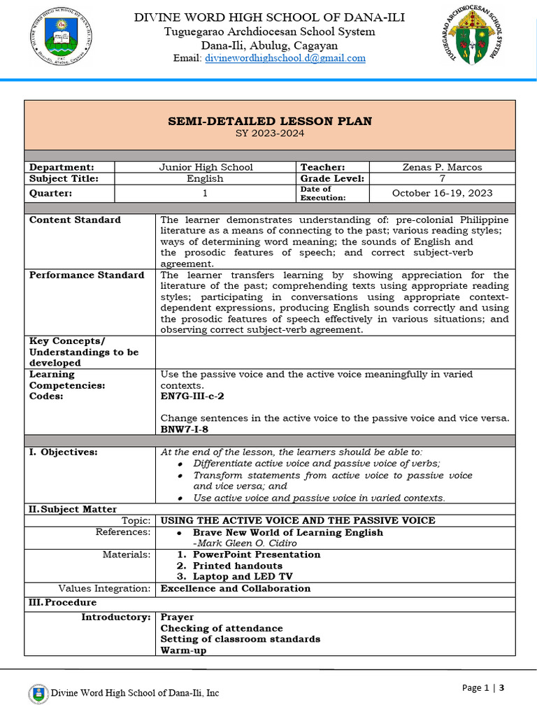 Week 6-Lp-Grade 7) | PDF | English Language | Verb