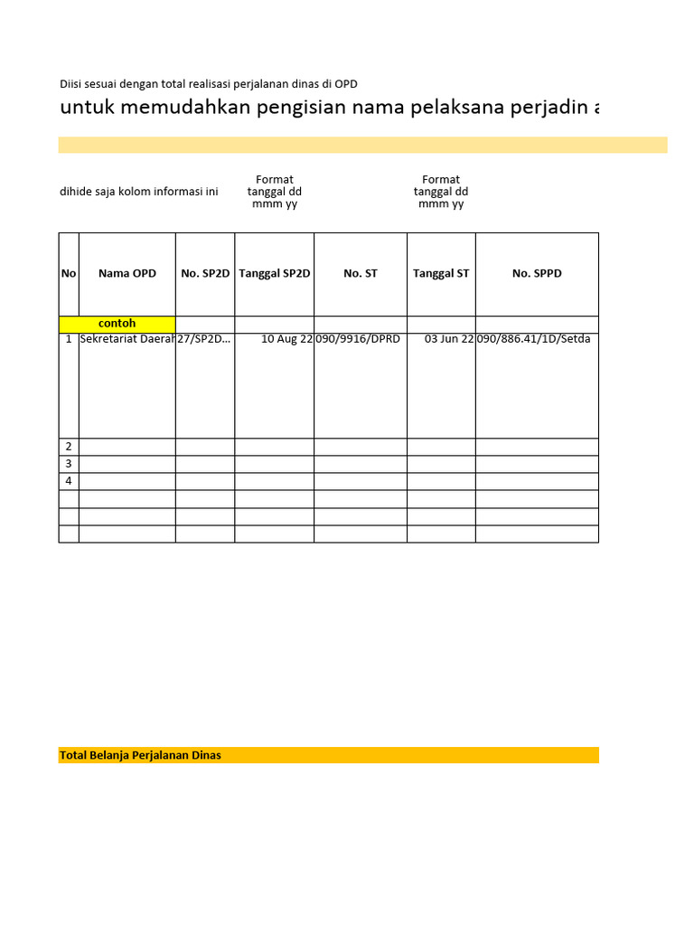 Update - Lampiran 6 Format Permintaan Data Perjadin Ke OPD | PDF