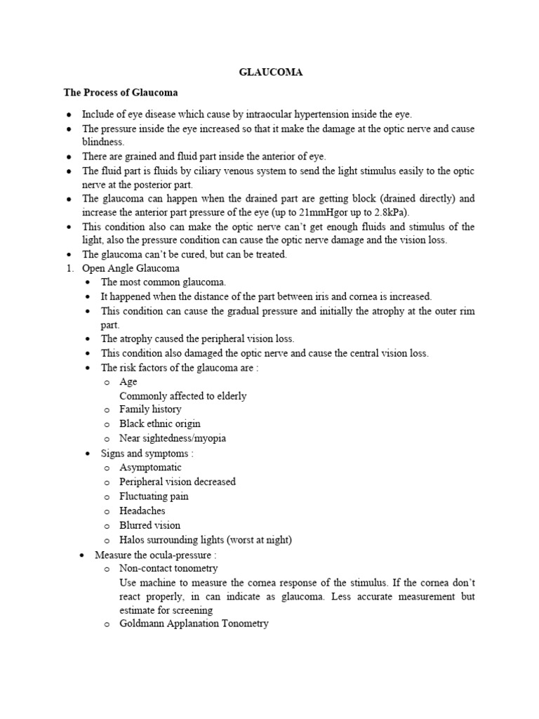 Resume Glaucoma | PDF | Glaucoma | Visual System