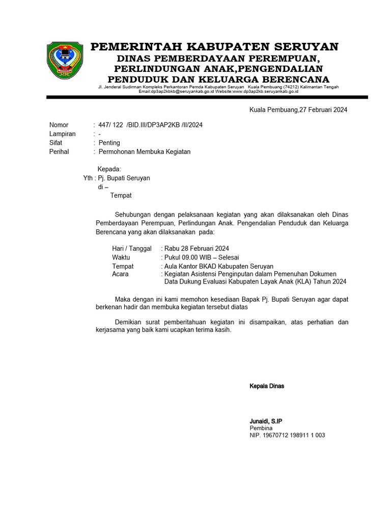 Surat Permohonan Membuka Kegiatan | PDF