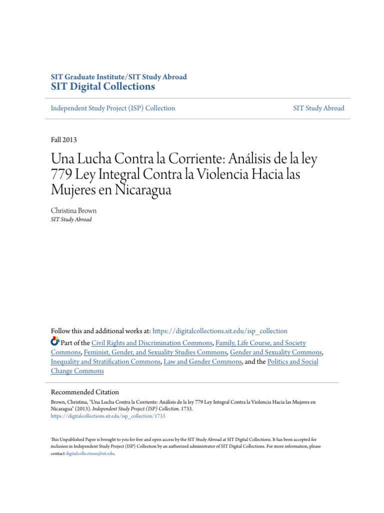 Una Lucha Contra La Corriente - Análisis de La Ley 779 Ley Integra | PDF | La violencia contra ...