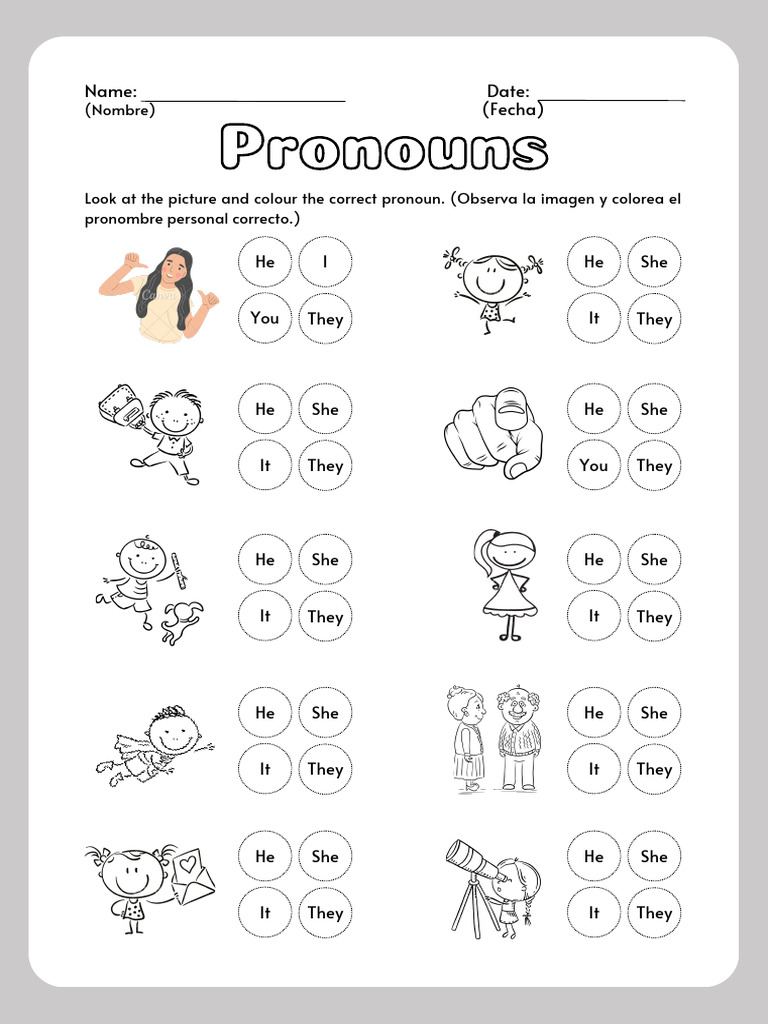 Pronoun Coloring Activity | PDF | Self-Improvement