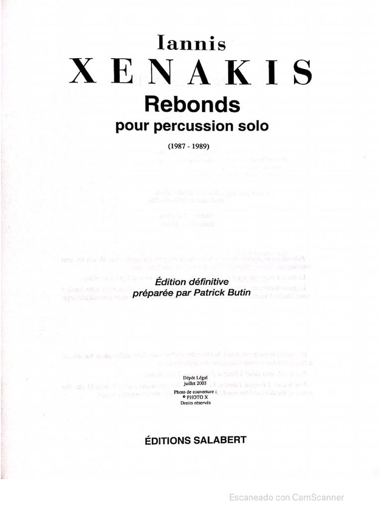 Rebonds - Xenakis, I. | PDF