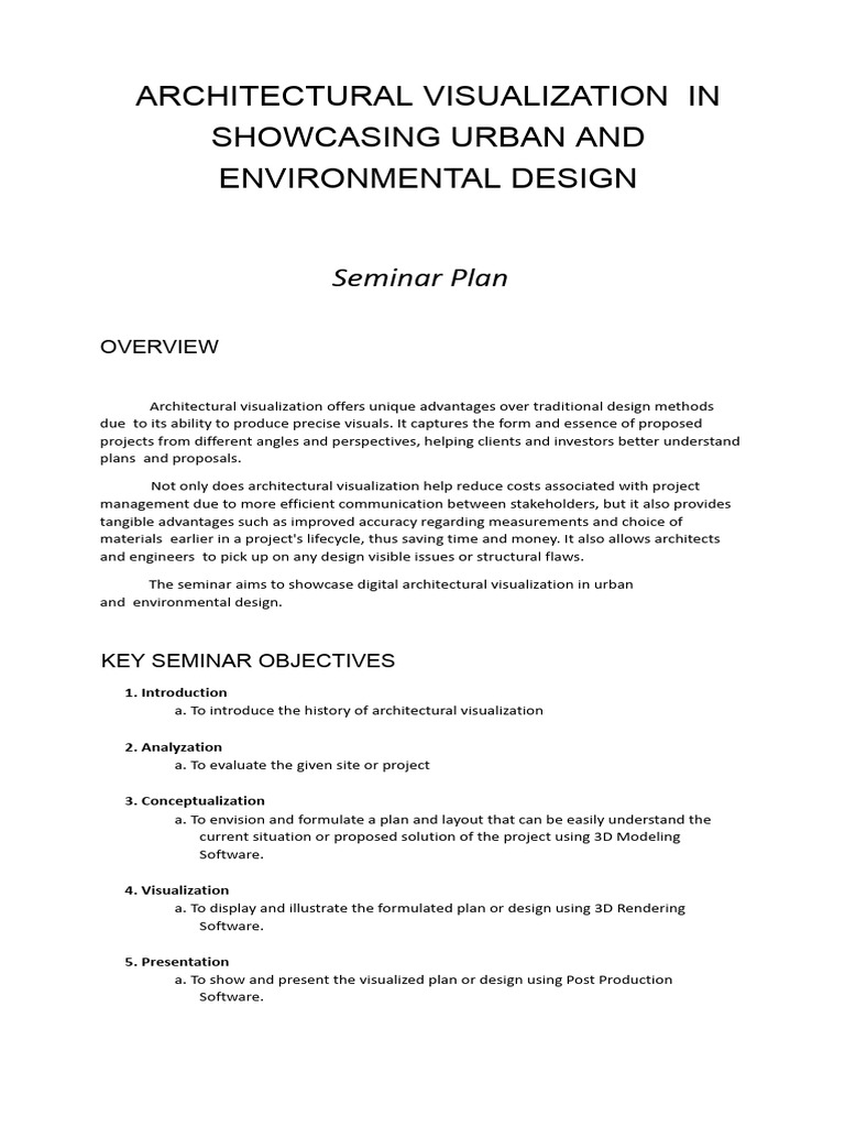 Induvidual Seminar Plan | PDF | 3 D Computer Graphics | Visualization (Graphics)