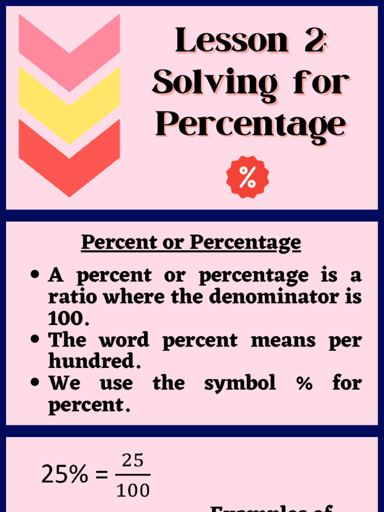 Lesson 2 Solving Percentage | PDF | Percentage | Arithmetic