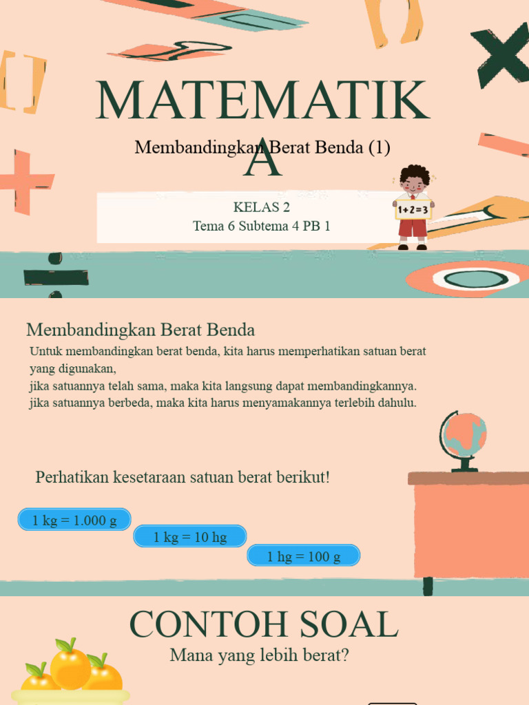 Membandingkan Berat Benda - Matematika - Kls 2 Tema 6 ST 4 PB 1 | PDF