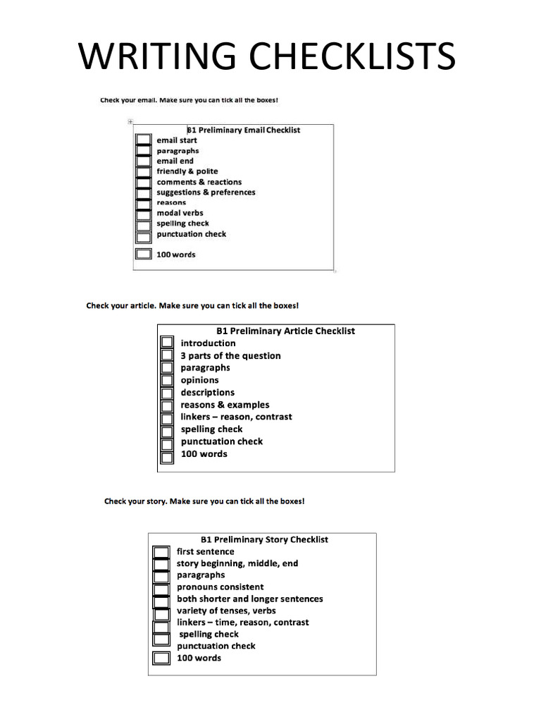 Pet Writing Checklist | PDF