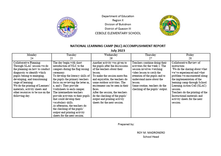 NLC Accomplishment-W1 | PDF