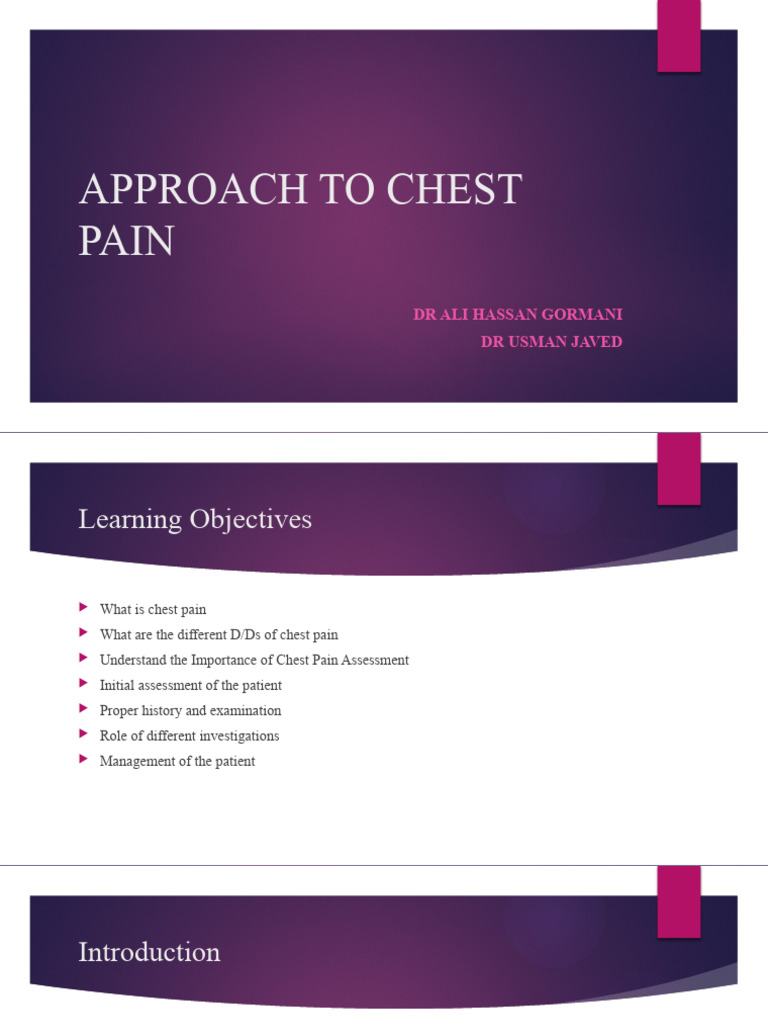 Approach To Chest Pain & Acs | PDF | Heart | Thorax