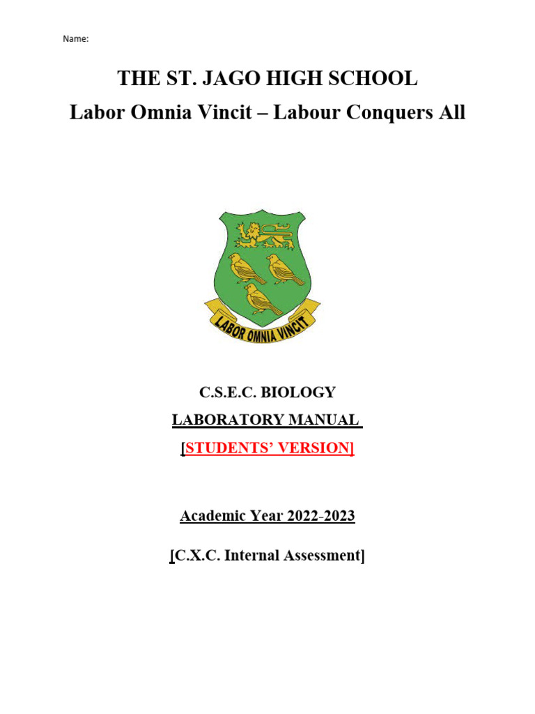 FINAL - CSEC Biology Lab Manual 2022-2024 STUDENT VERSION | PDF ...