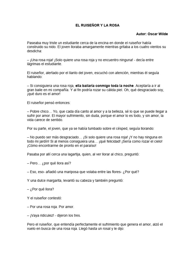 El Ruiseñor y La Rosa | PDF | Amor | Rosa