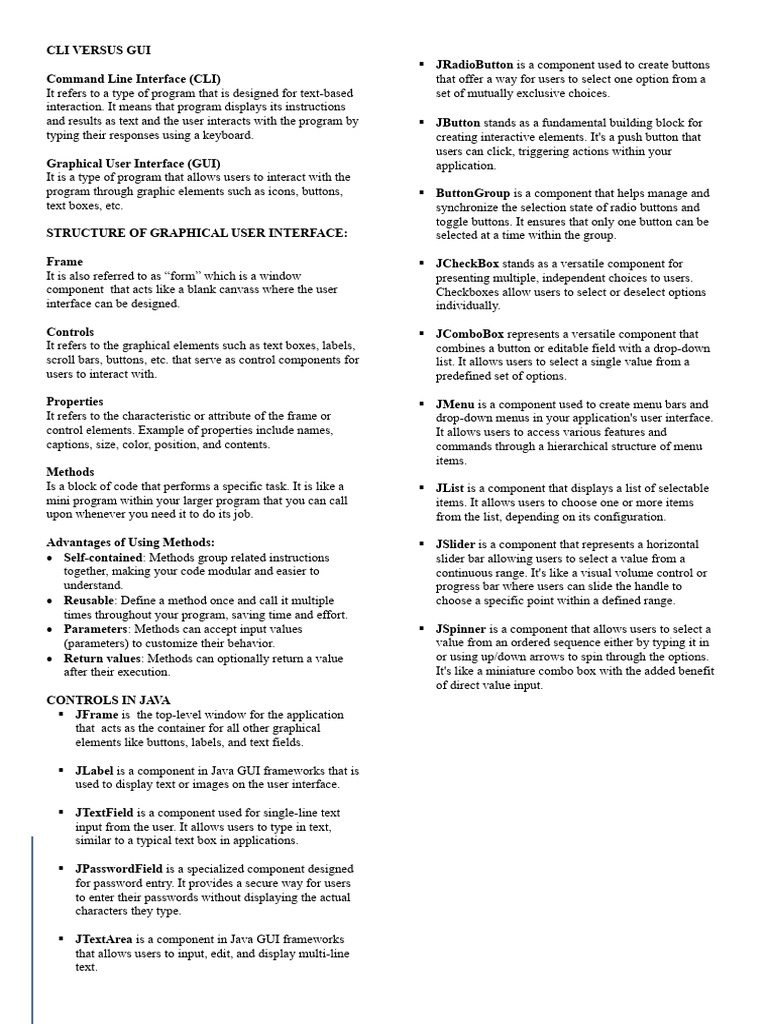 JAVA GUI1 | PDF | Graphical User Interfaces | Menu (Computing)