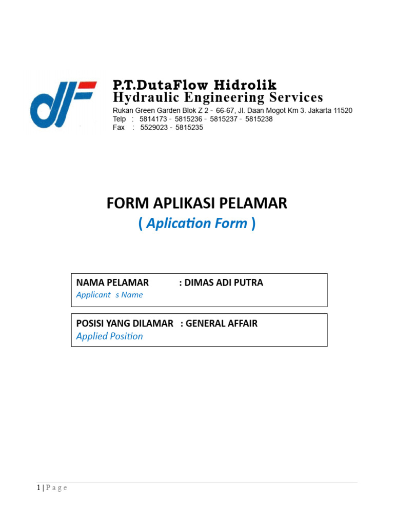 1 - Application Form | PDF