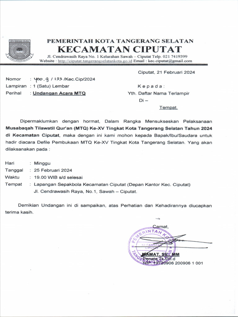 Undangan Acara MTQ | PDF