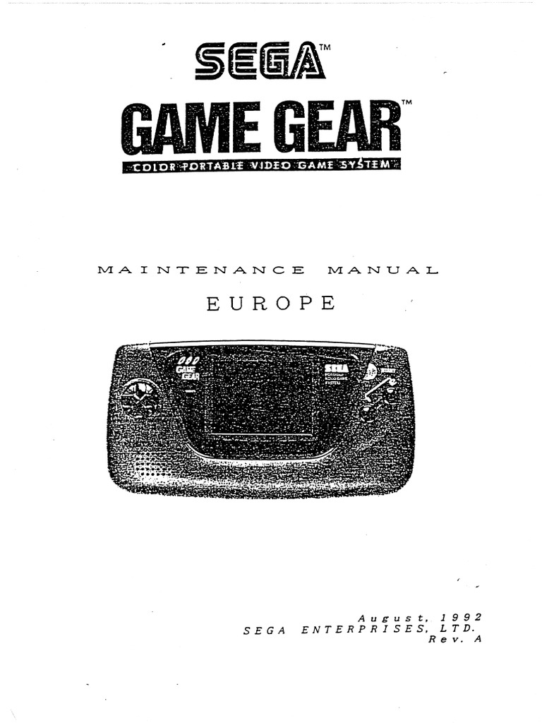 Game Gear Maintenance Manual Europe Va 0 | PDF