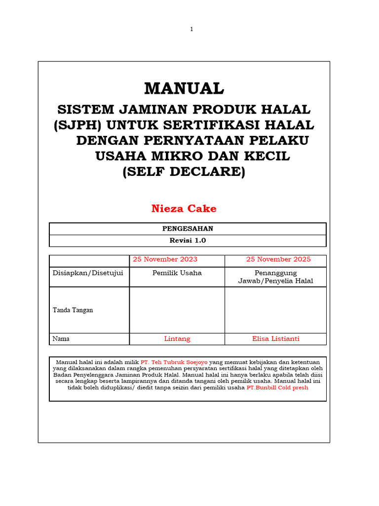 SJPH Self Declare - Format | PDF | Bisnis
