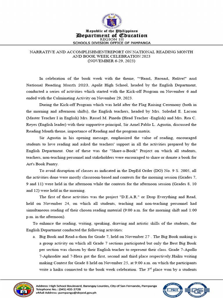 National Reading Month 2023 Report | PDF